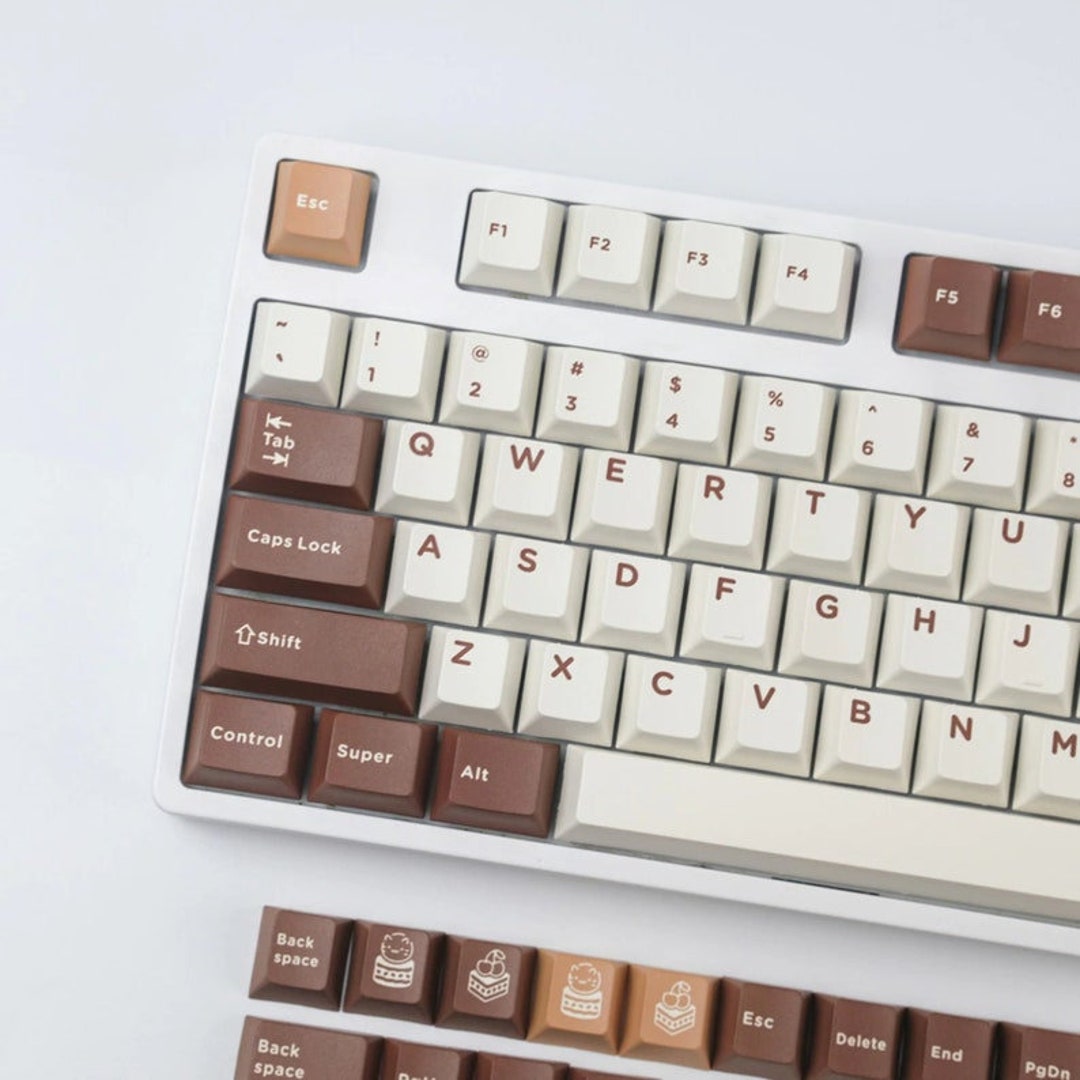 Cute Brown Gaming Cherry PBT ISO Keycap Set for Mechanical Keyboard ...