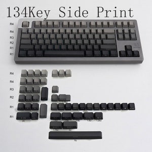 109 Pcs Gradual Black Translucent Keycaps Set, Top Side Print Keycap ...