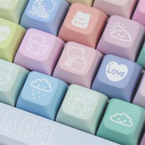 133pcs Candy Color Bear Keycap Set, PBT Keycap, XDA Keycap, Rainbow ...