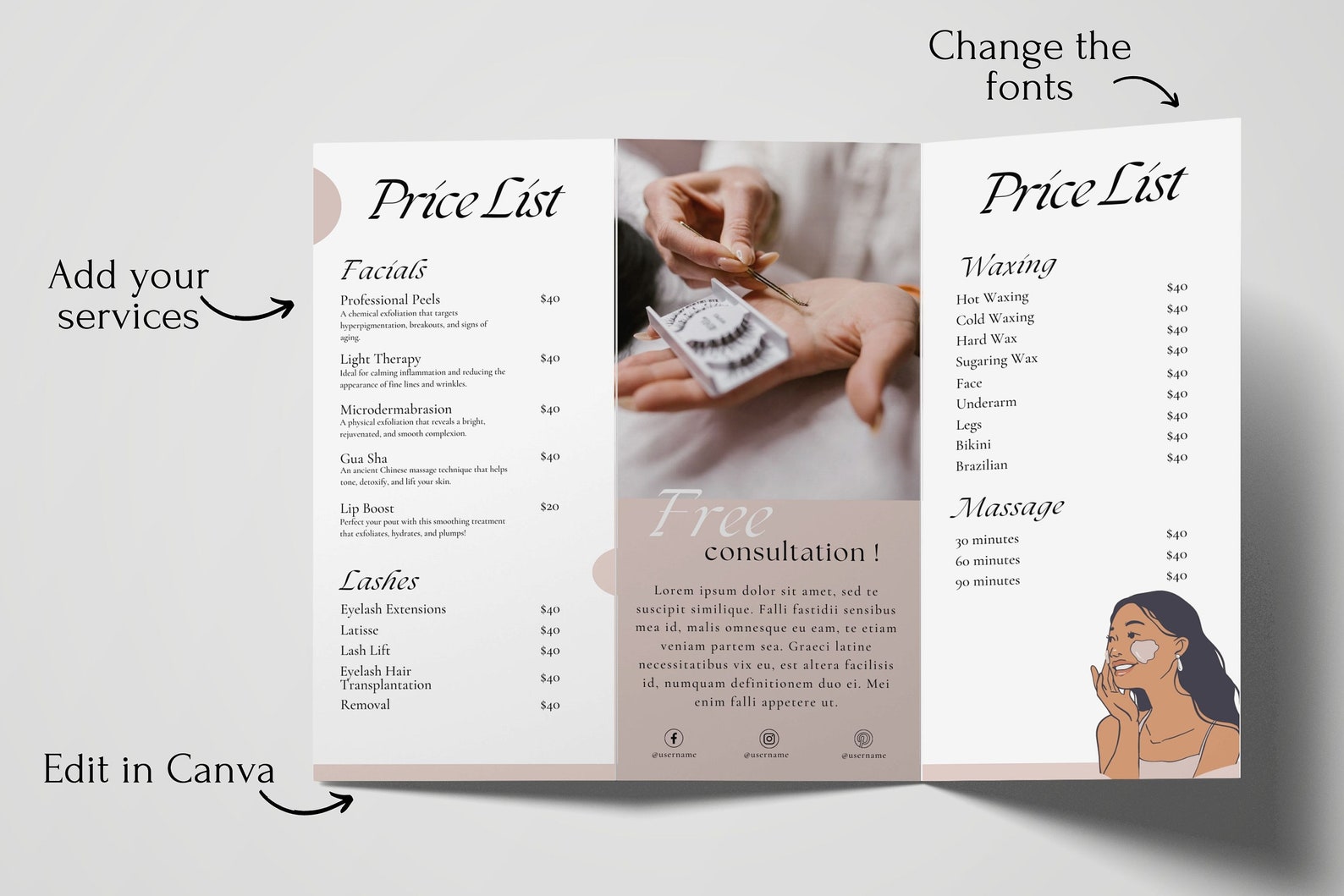 Esthetician Trifold Brochure Template: Modern Beauty Marketing (digital ...
