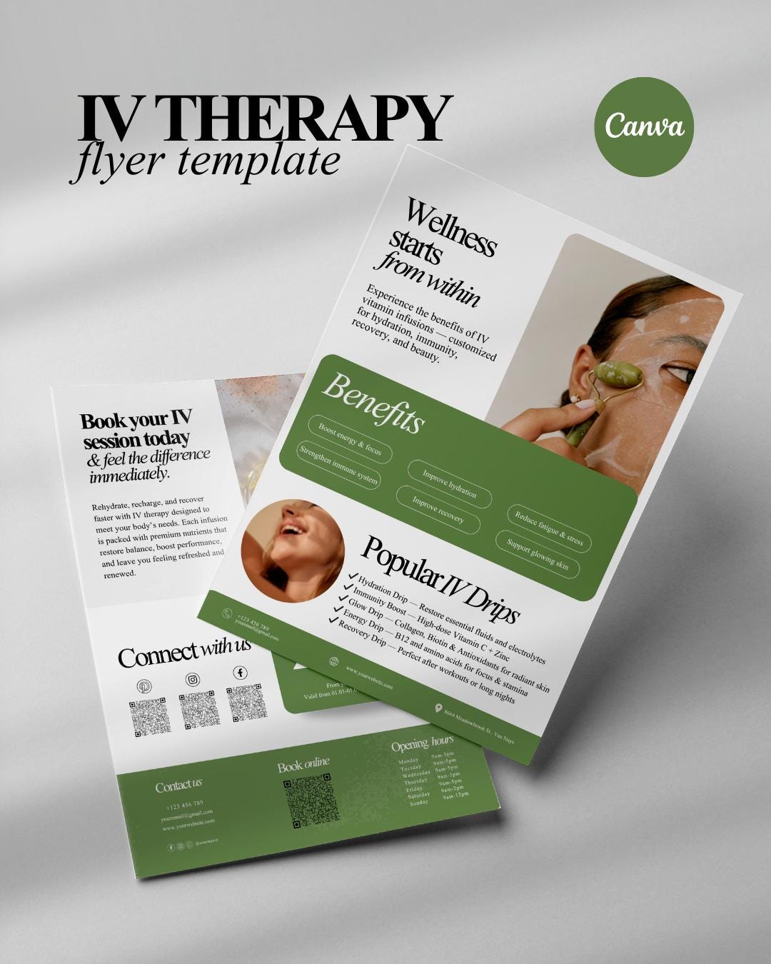 IV Therapy Flyer Template | Wellness & Hydration Clinic Marketing | A4 ...