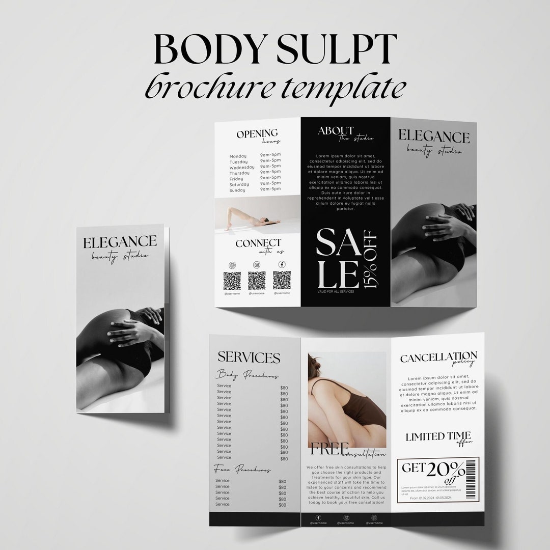 Body Sculpting Trifold Brochure Template: Medspa Flyer (digital ...