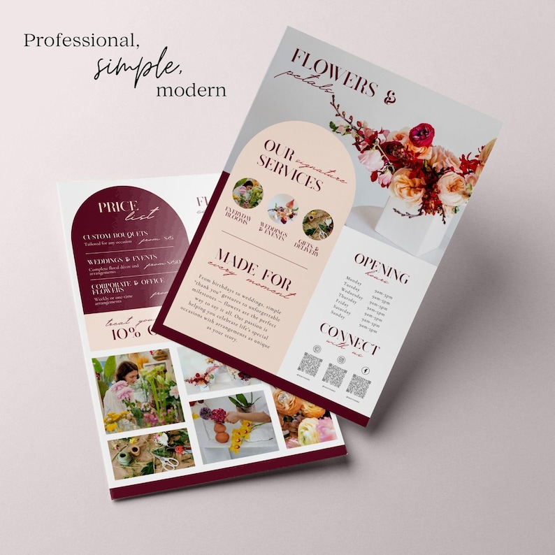 Editable Florist Flyer Template | Canva Flower Shop Marketing - Etsy