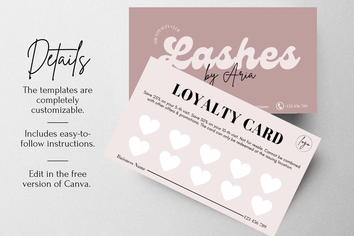 Lash Loyalty Card Template: Customer Care (canva Editable) - Etsy