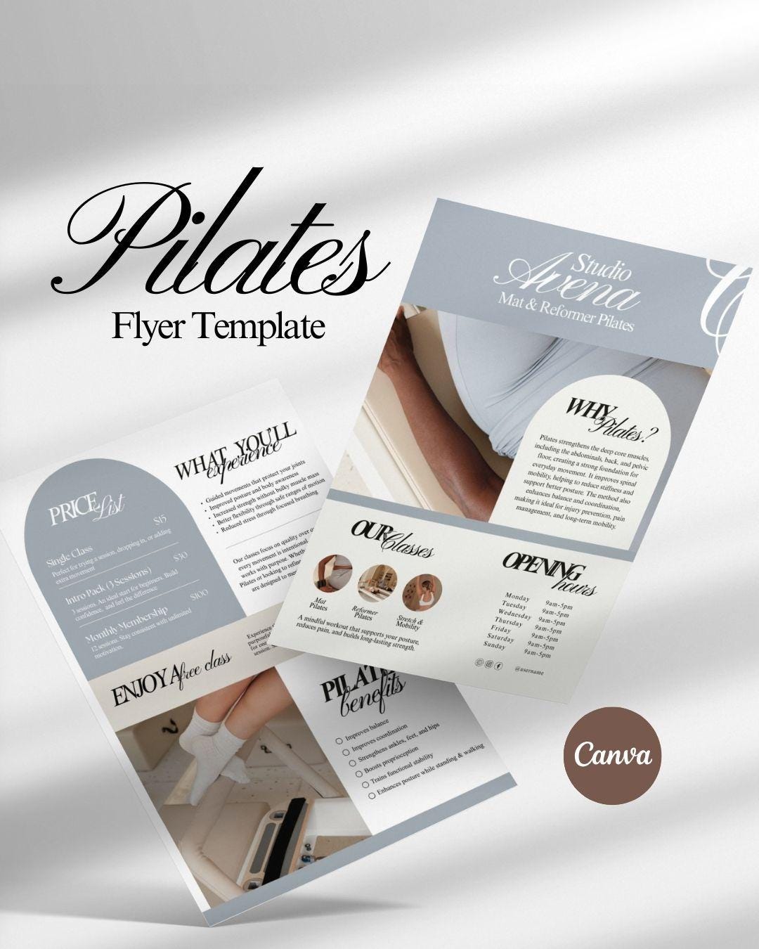 Pilates Flyer Template | Reformer & Mat Pilates Studio Marketing ...