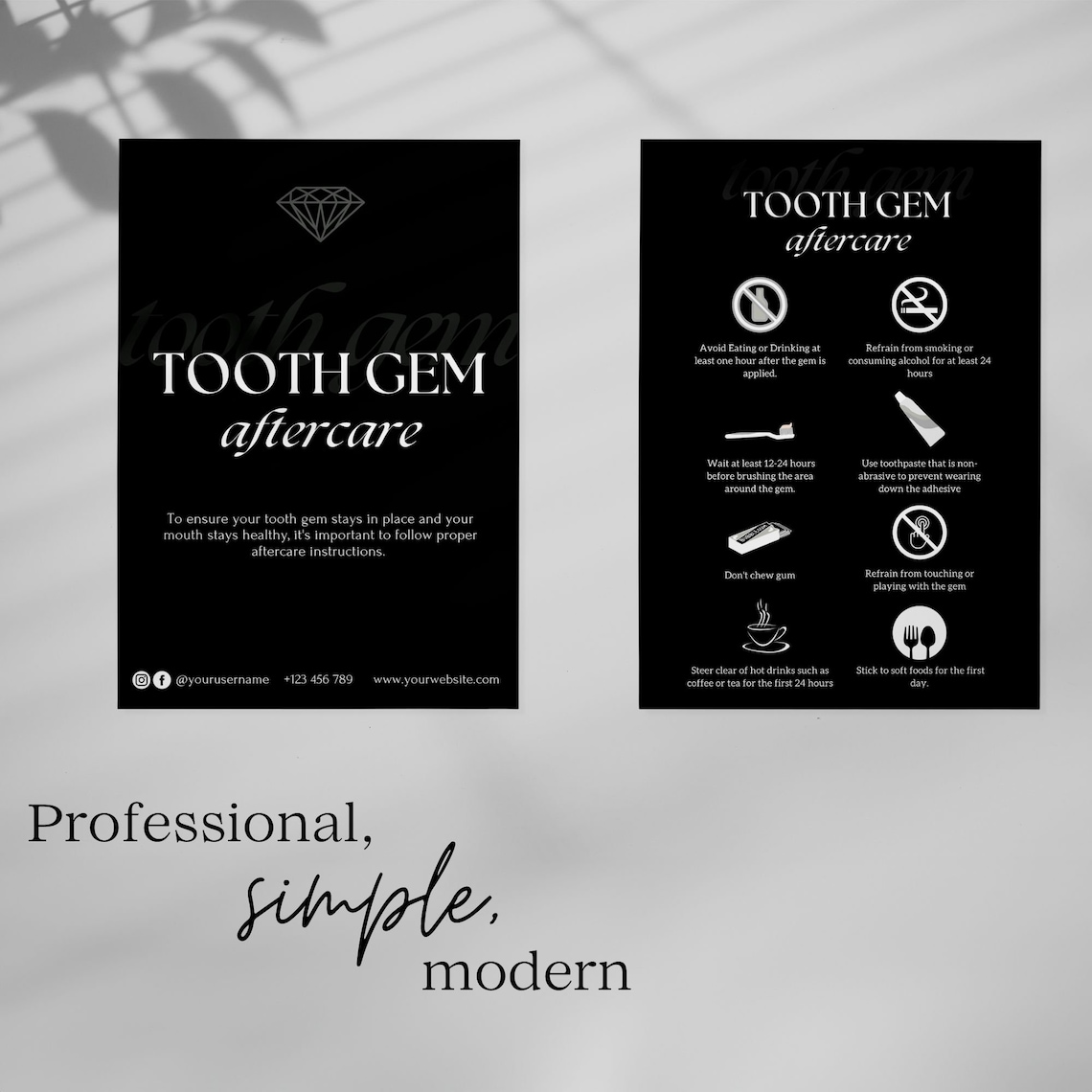 Tooth Gem Aftercare Card Template | Tooth Jewel Aftrecare Card ...