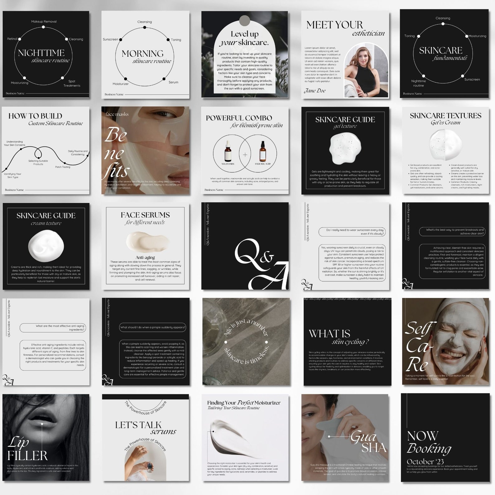 Esthetician Post Templates | Luxurious Skincare Social Media Posts ...