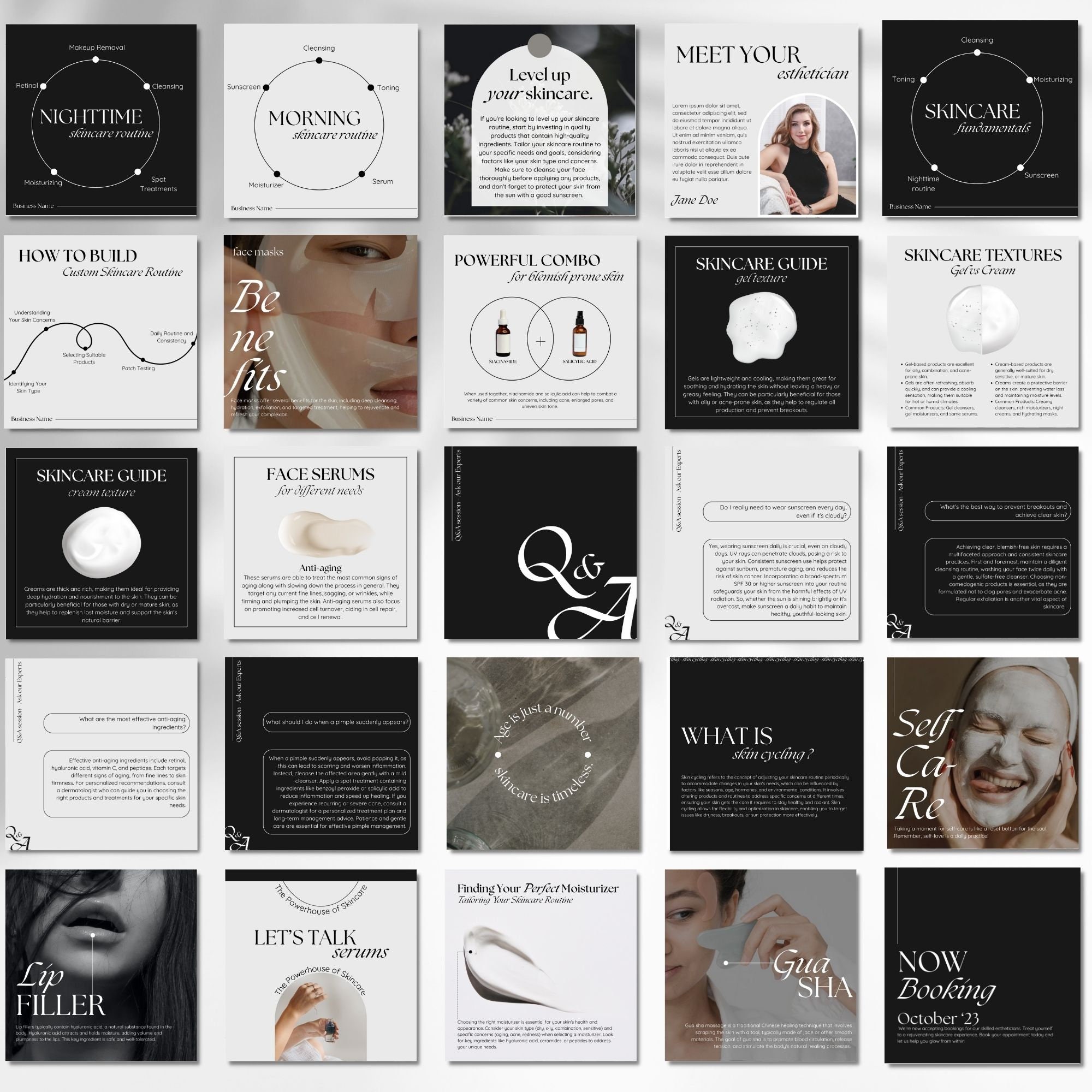 Esthetician Post Templates Luxurious Skincare Social Media - Etsy UK