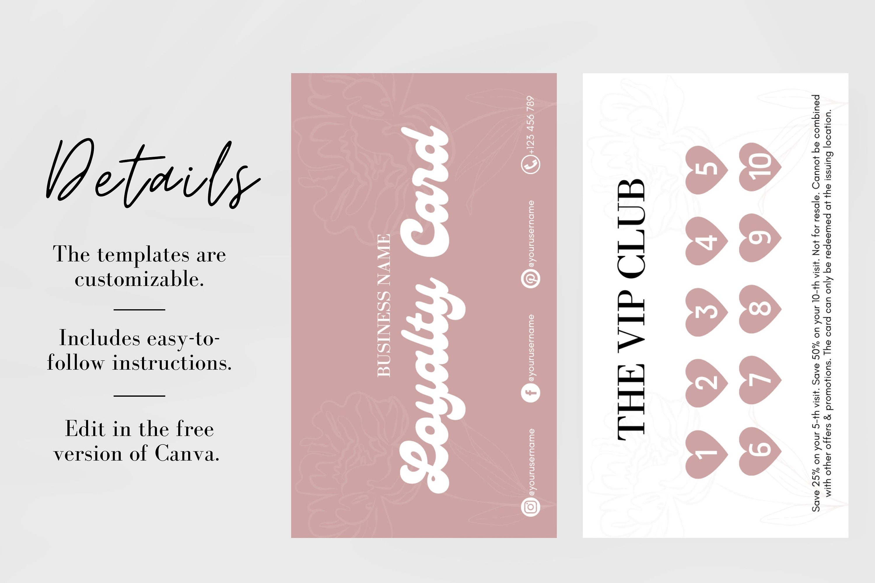 Loyalty Card Template Waxing Nail Salon Loyalty Card - Etsy