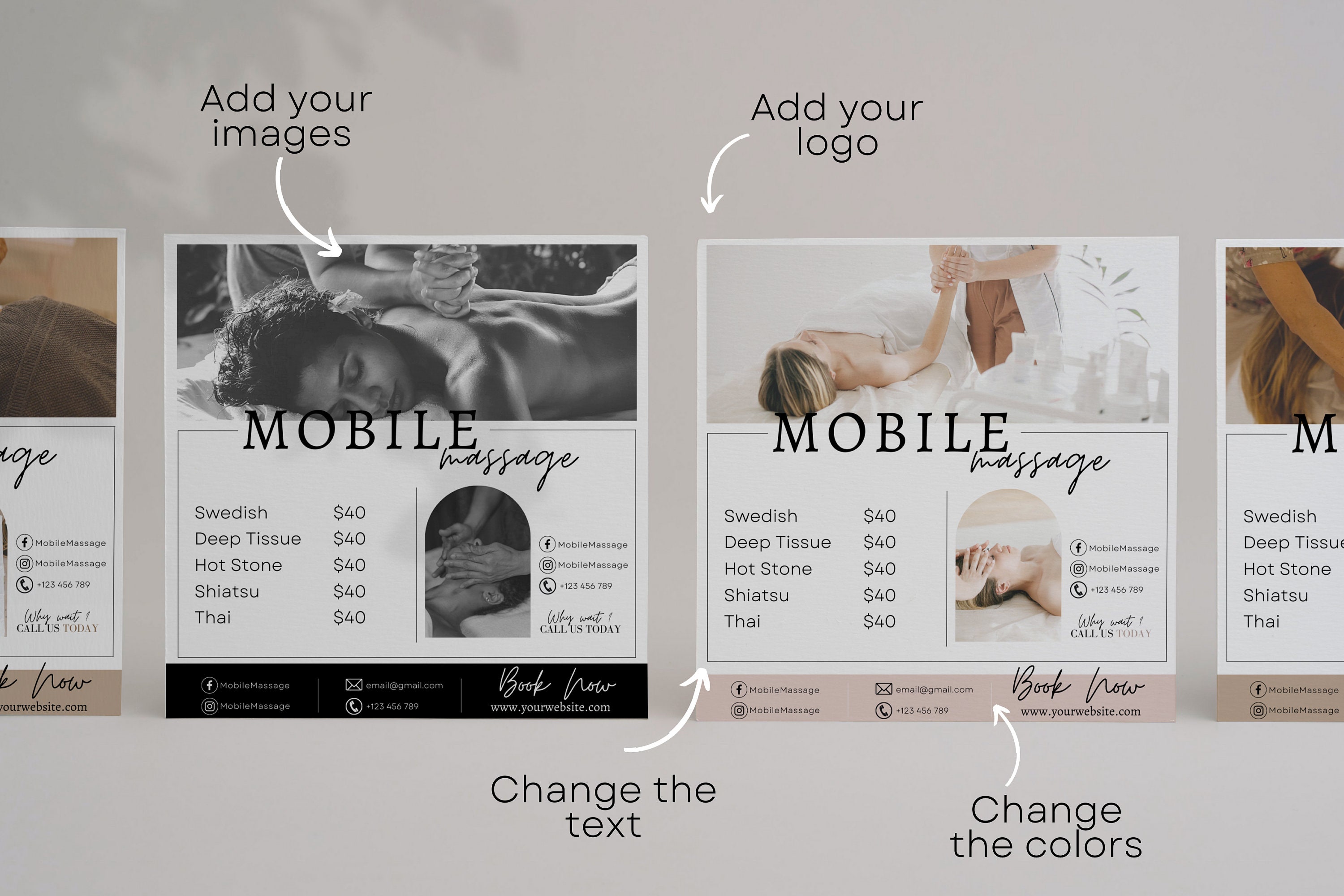 Printable Mobile Massage Brochure Template: Editable Canva Design - Etsy