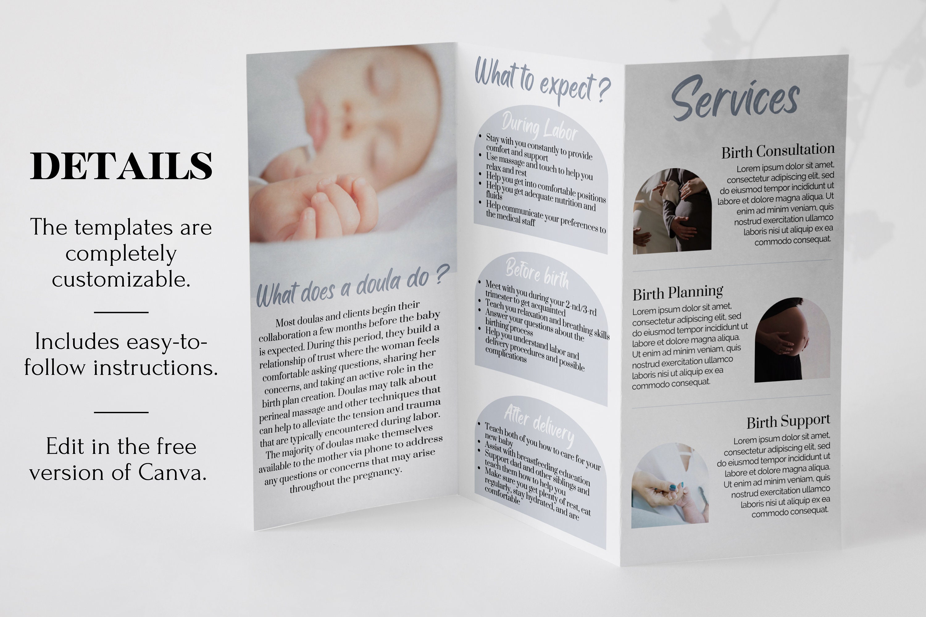 Birth Doula Brochure Template: Trifold Marketing Design (digital) - Etsy