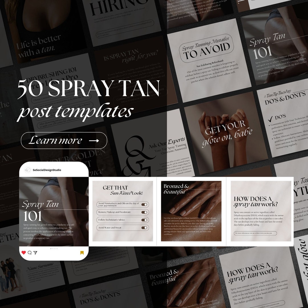 Spray Tan Post Templates | Spray Tanning Templates | Spray Tan Social ...