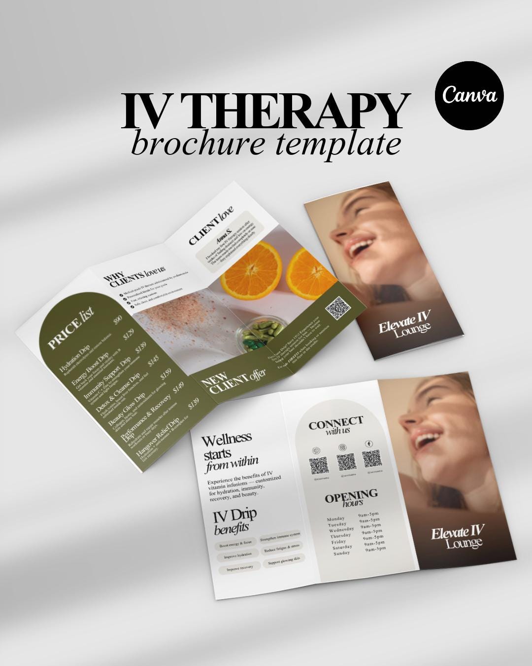 IV Therapy Trifold Brochure Template | Editable Flyer for IV Drip ...