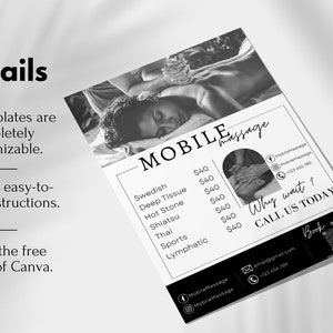 Mobile Massage Flyer Template: Customizable Business Printables - Etsy