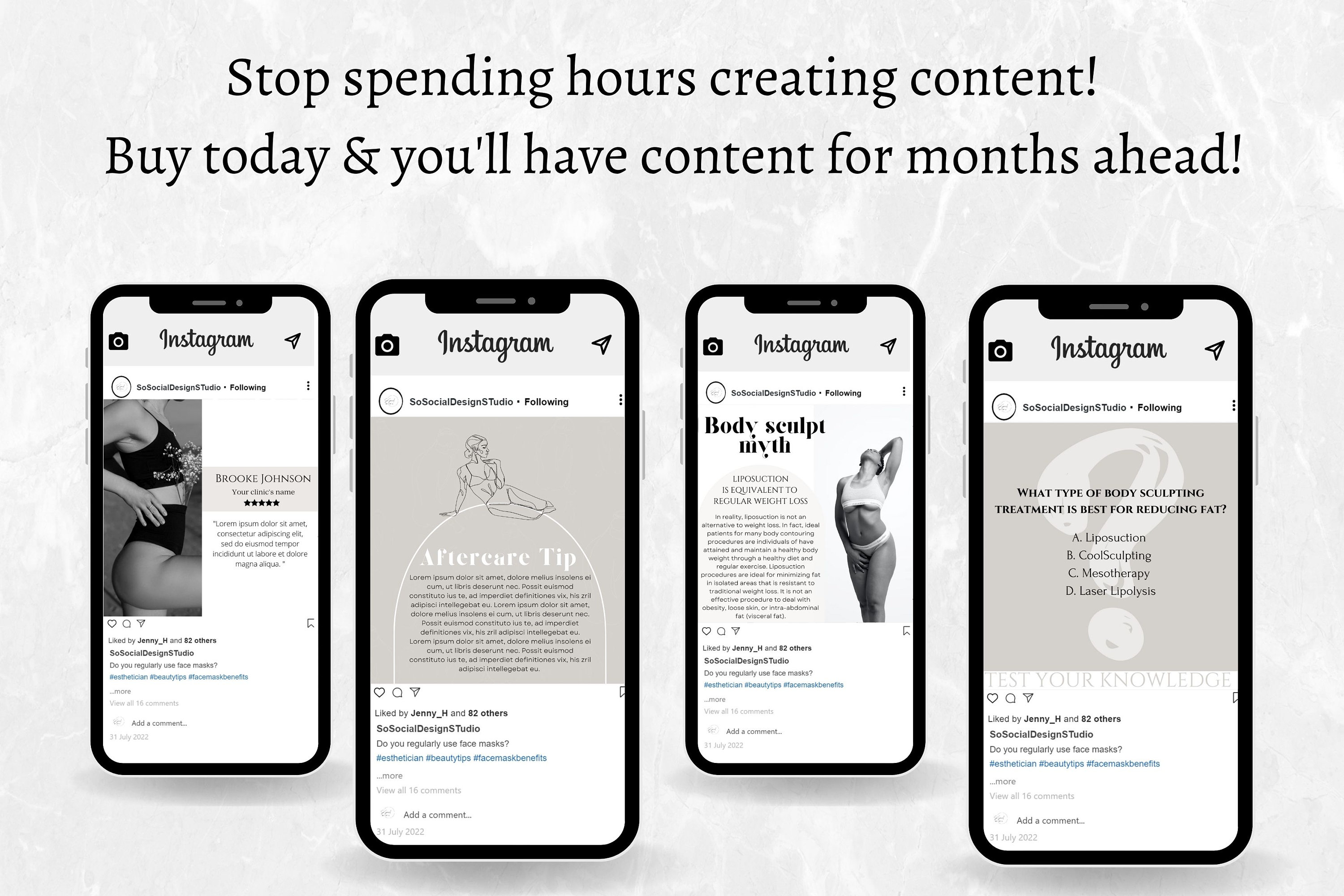 Body Sculpting Instagram Post Templates: Body Contouring Editable Canva ...