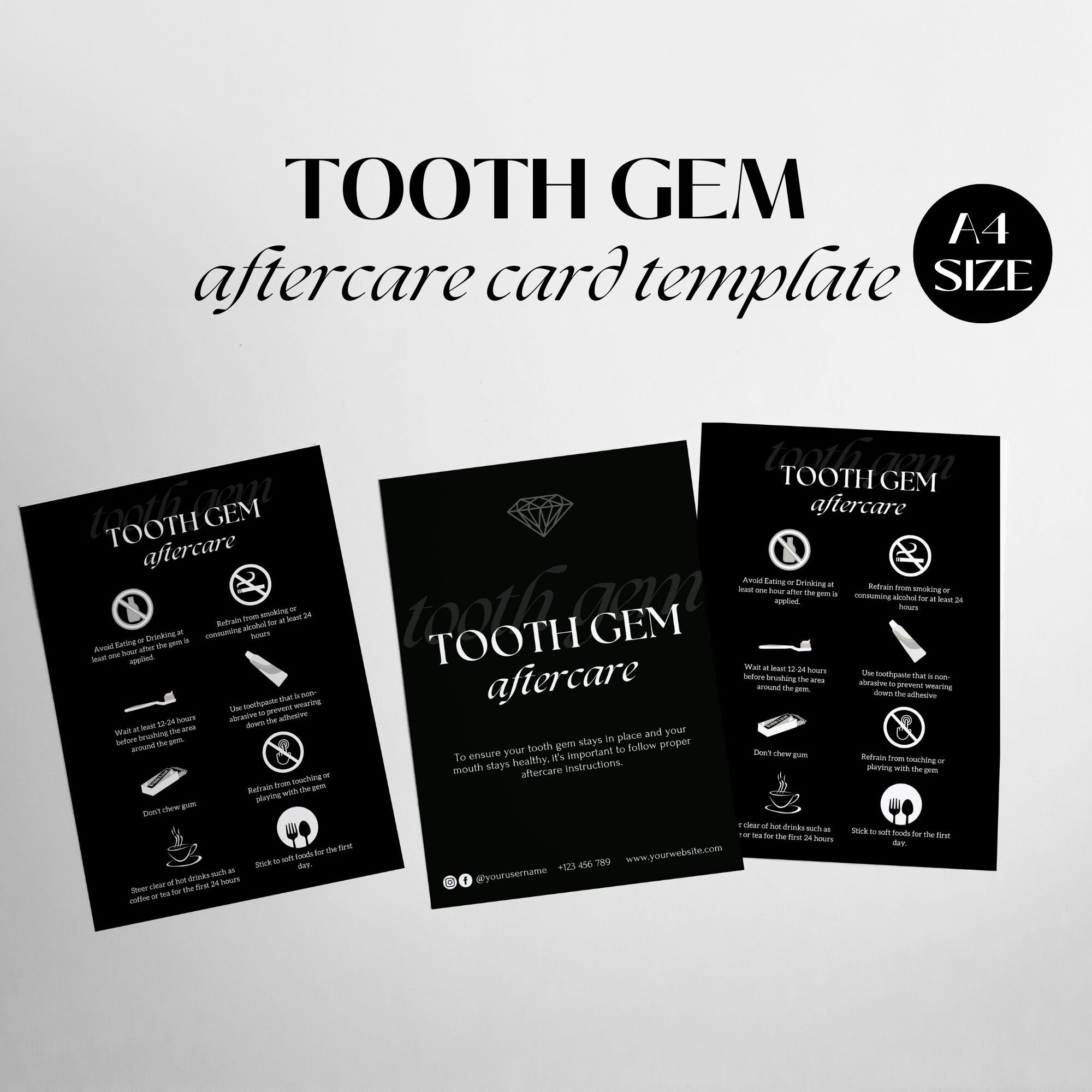 Tooth Gem Aftercare Card Template Tooth Jewel Aftrecare Card Elegant ...