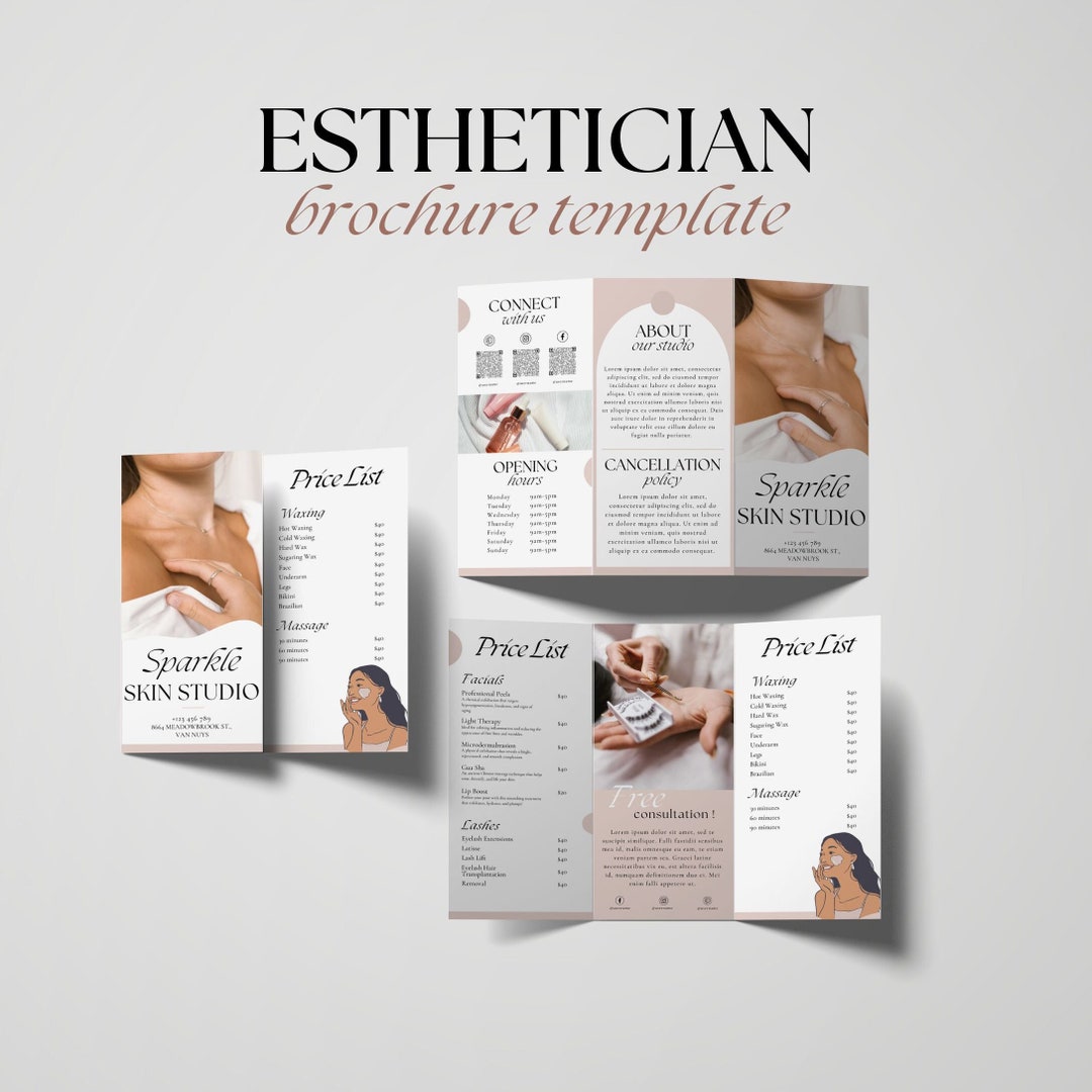Esthetician Trifold Brochure Template: Modern Beauty Marketing (digital ...