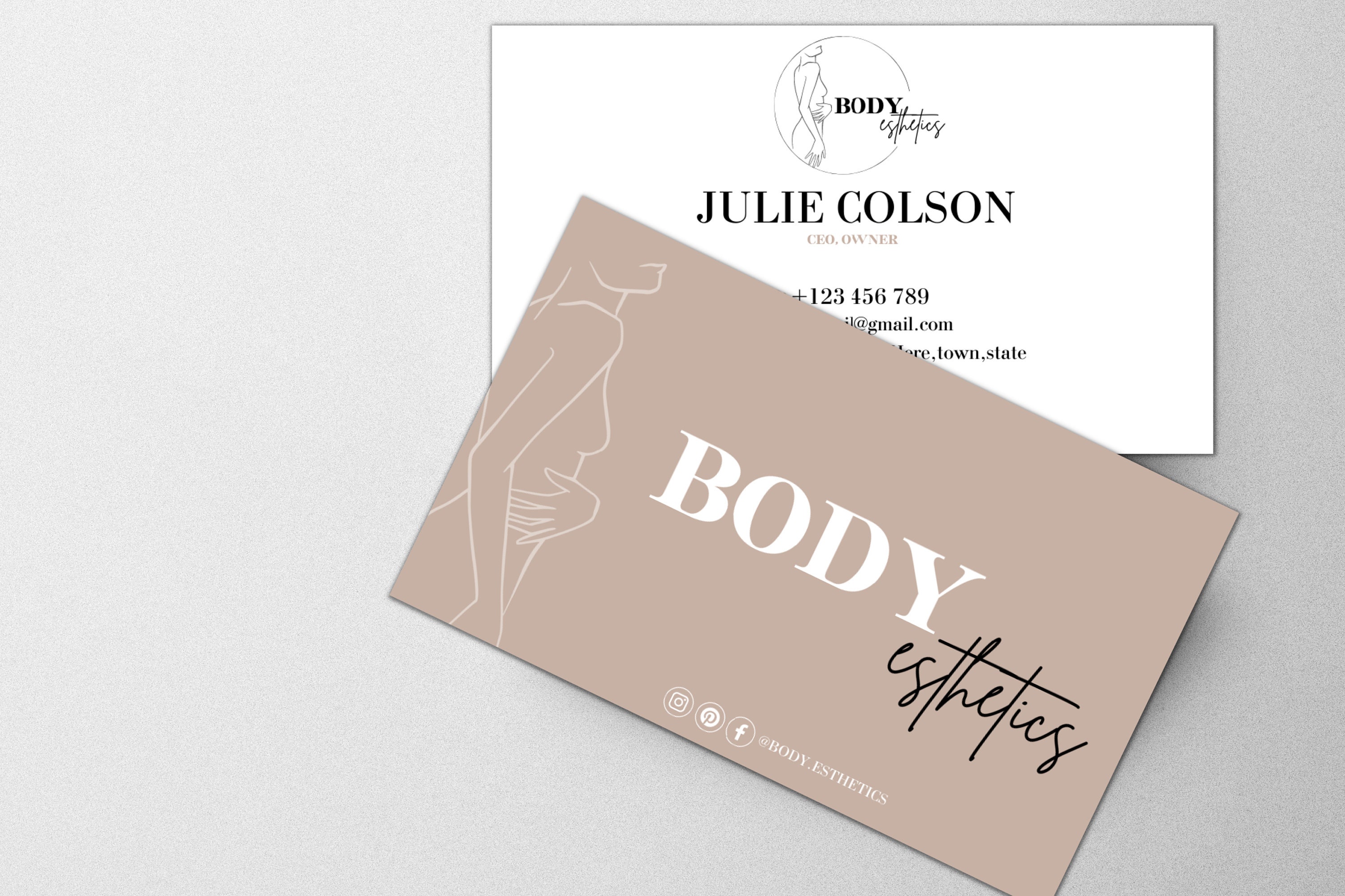 Body Sculpting Business Card Template: Esthetician Design (digital ...