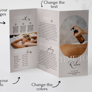 Massage Brochure Template: Trifold Therapy Price List (digital Download ...