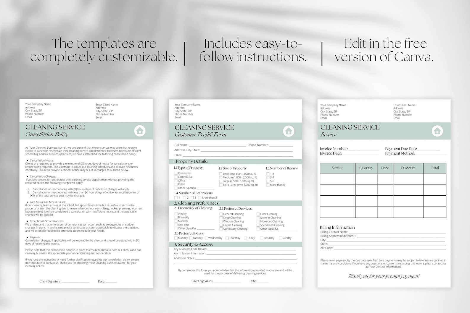 Cleaning Business Forms Templates Cleaning Service Forms Cleaning ...