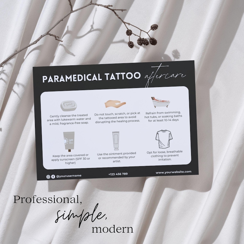 Paramedical Tattoo Aftercare Card Template: Scar Camouflage (digital ...