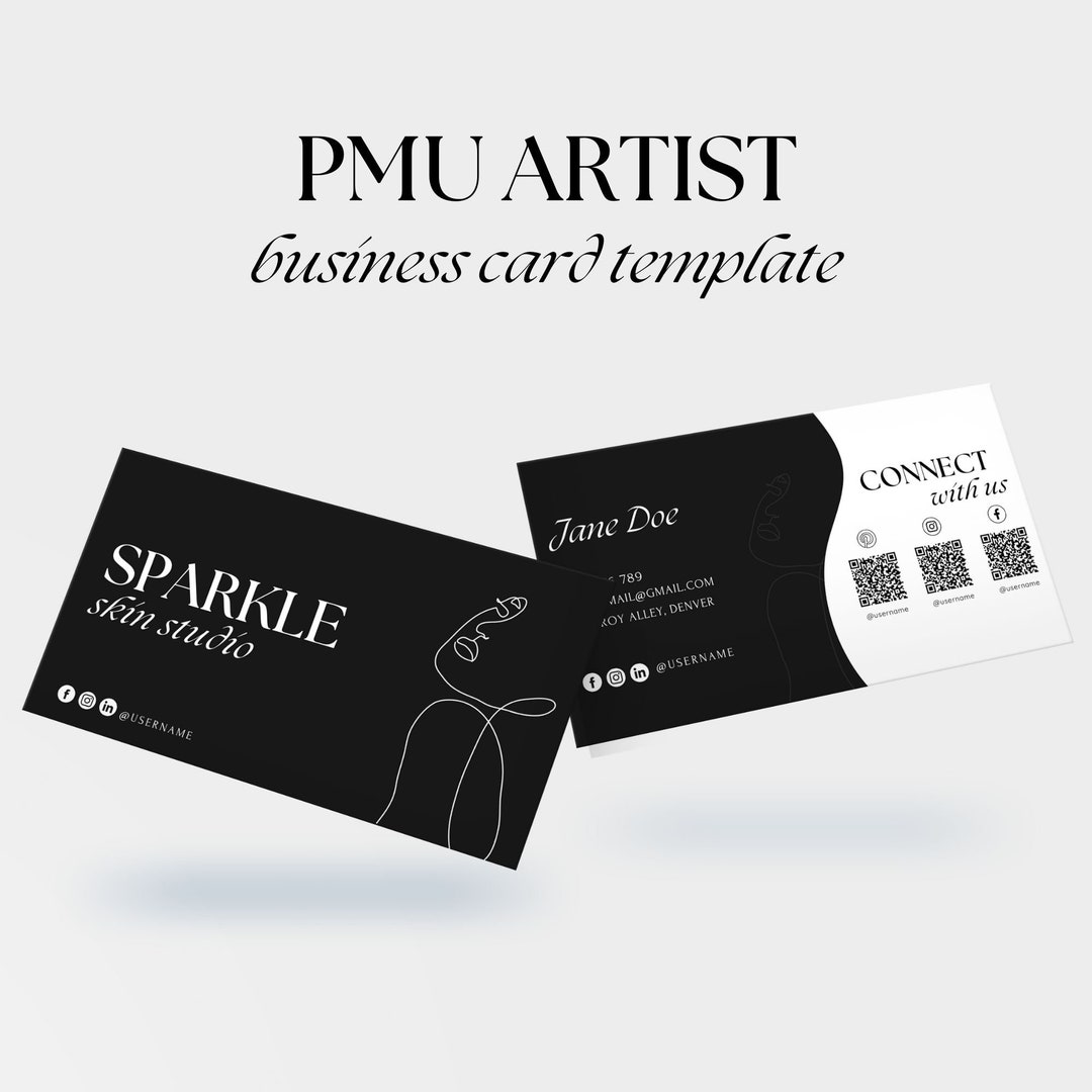 PMU Artist Business Card Template: Minimalist Beauty Salon Design ...