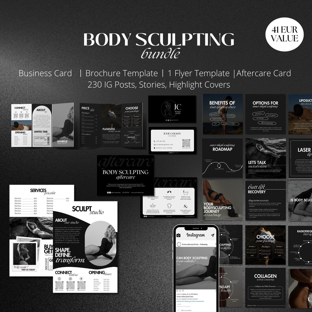 Body Sculpting Business Templates: Social Media, Flyer, Brochure (canva ...