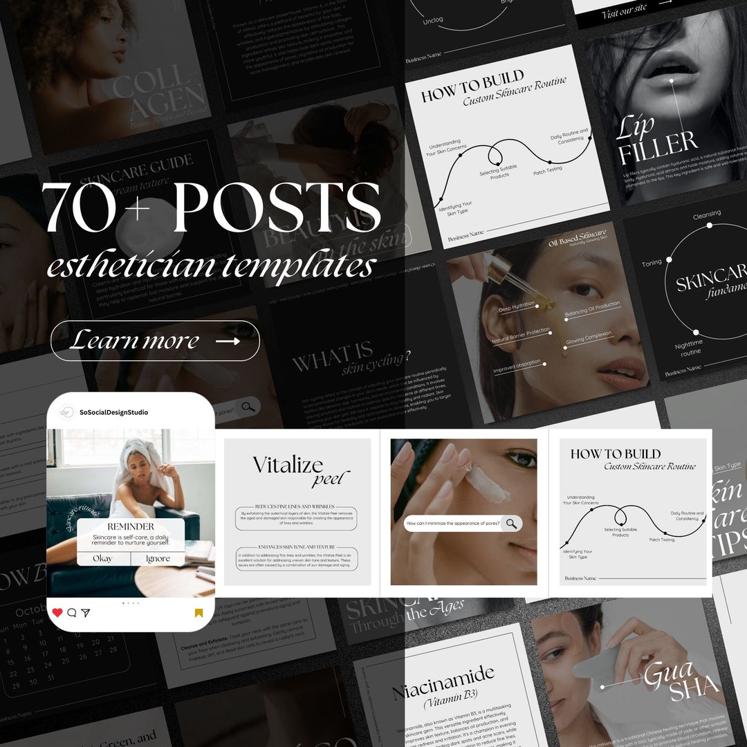 Esthetician Post Templates | Luxurious Skincare Social Media Posts ...