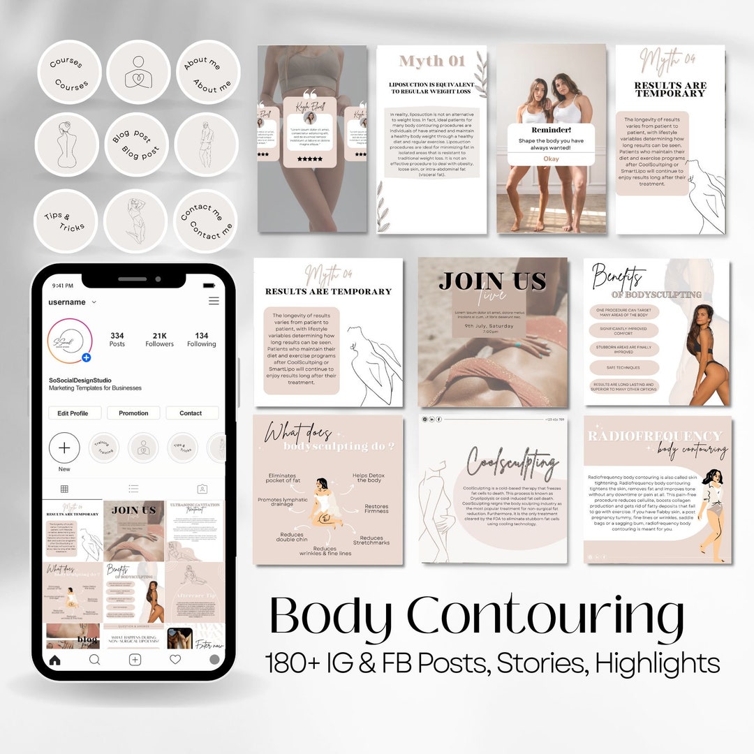 Body Contouring Editable Templates | Beauty Marketing Bundle ...