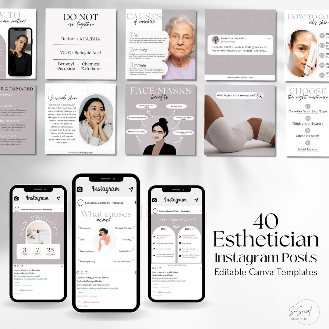 Esthetician Post Templates | Esthetician Instagram Templates | Skincare ...