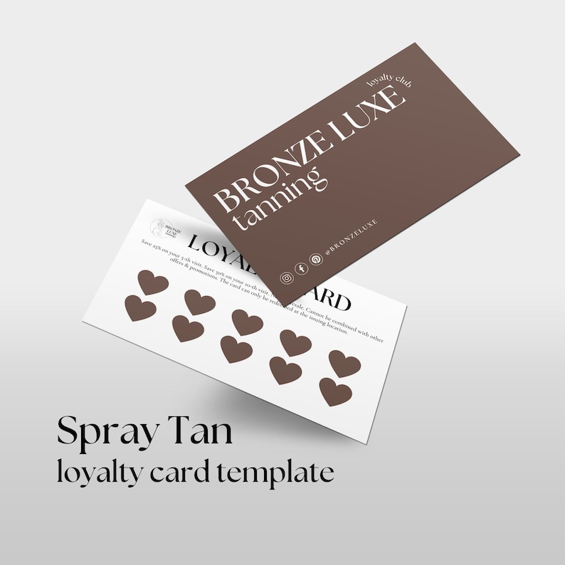 Spray Tan Loyalty Card Template Spray Tanning Branding - Etsy