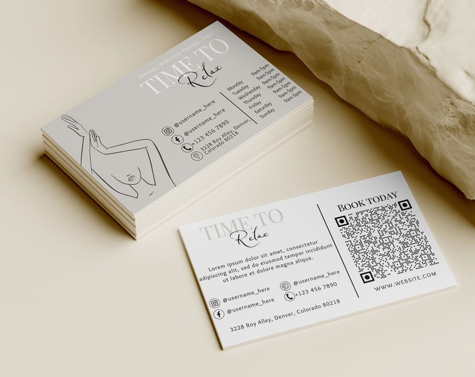 Massage Business Card Template Massage Therapist Beauty Etsy 9157