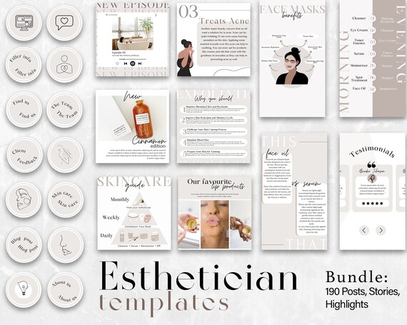 190 Esthetician Templates Skincare Business Posts Esthetic - Etsy