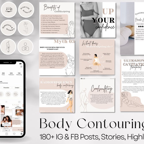 Body Contouring Editable Templates Beauty Marketing Bundle - Etsy