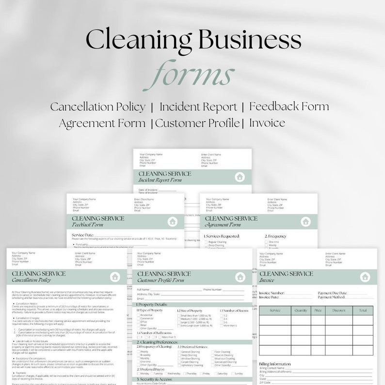 Cleaning Business Forms Templates Cleaning Service Forms Cleaning ...