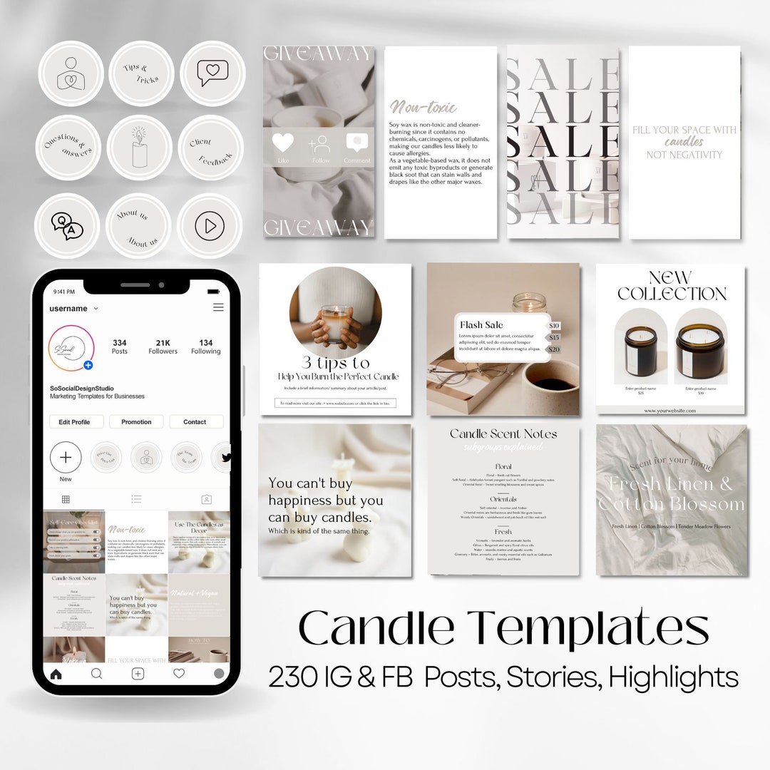 Candle Business Templates | Candles Social Media Bundle | Candle Shop ...