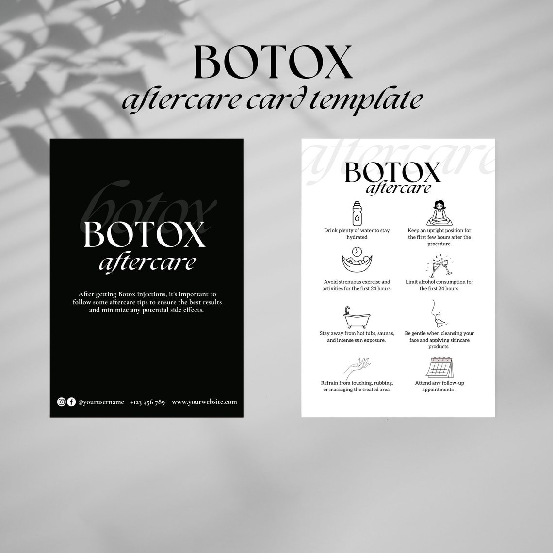Botox Aftercare Card Template Filler Aftercare Card Esthetician Care ...