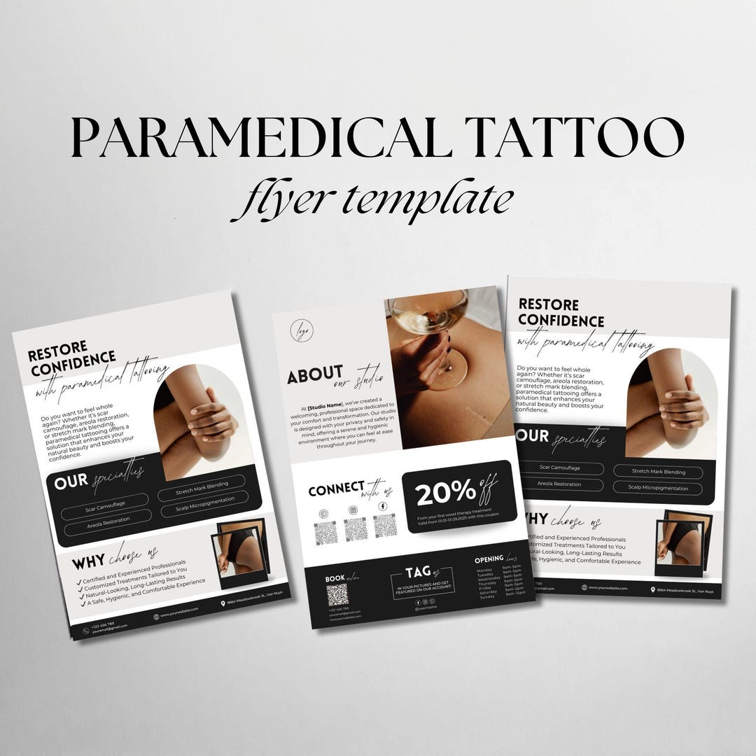 Scar Camouflage Flyer Template: Paramedical Tattoo PMU (canva Editable ...