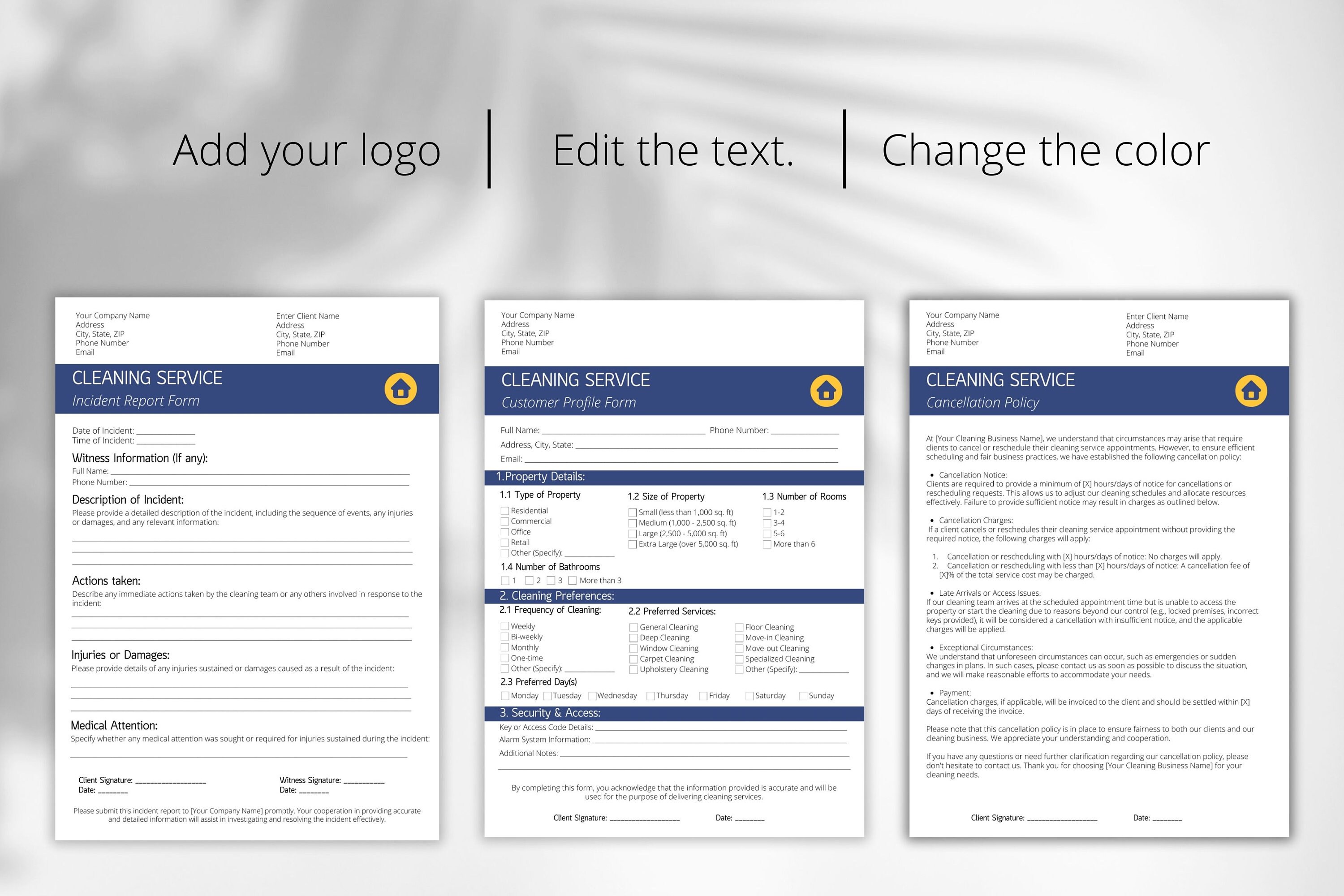 Cleaning Business Forms Templates Cleaning Service Documents - Etsy