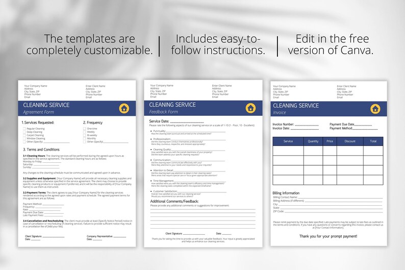 Cleaning Business Forms Templates Cleaning Service Documents - Etsy
