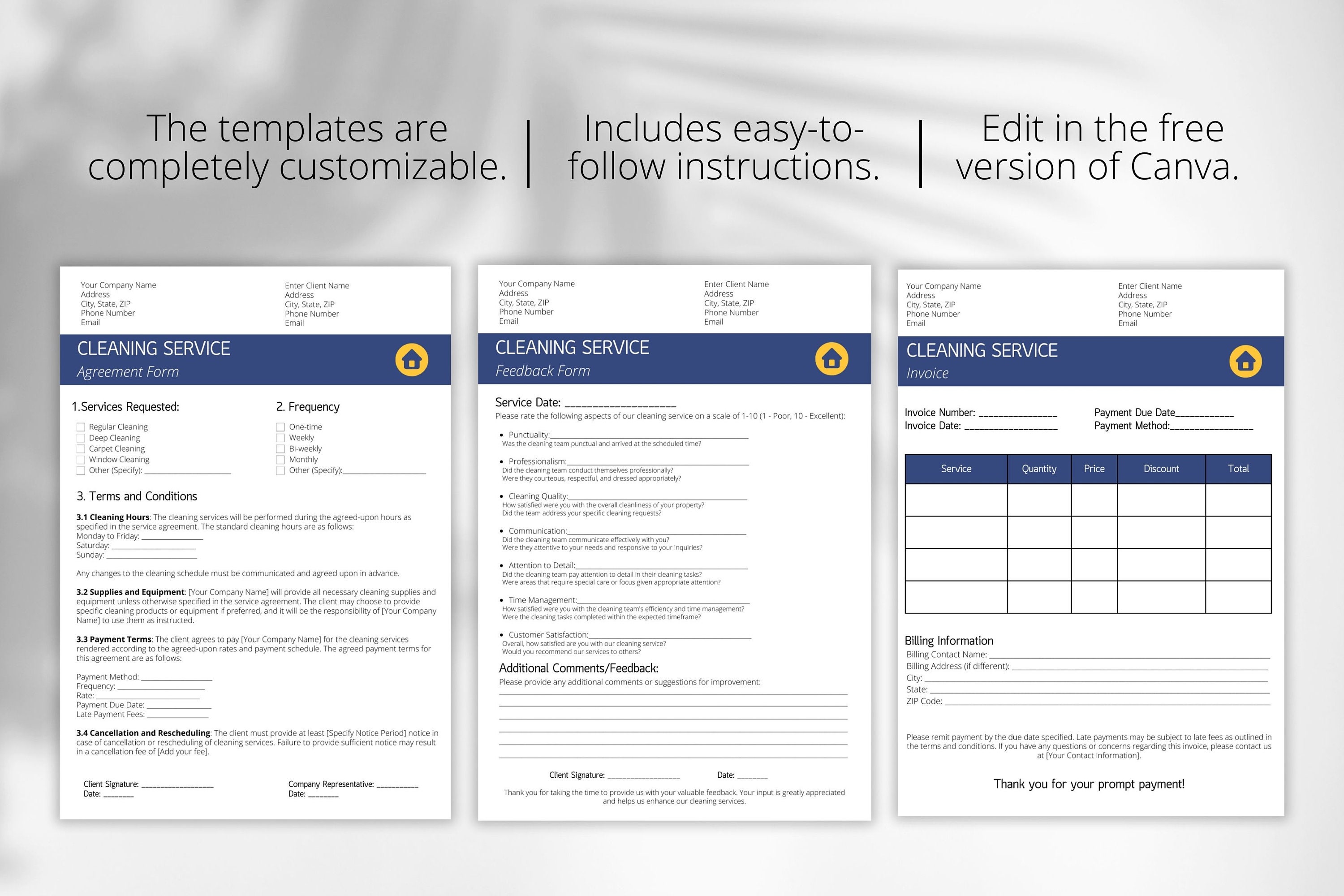 Cleaning Business Forms Templates Cleaning Service Documents - Etsy