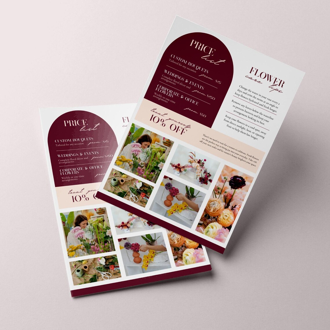 Editable Florist Flyer Template | Canva Flower Shop Marketing - Etsy