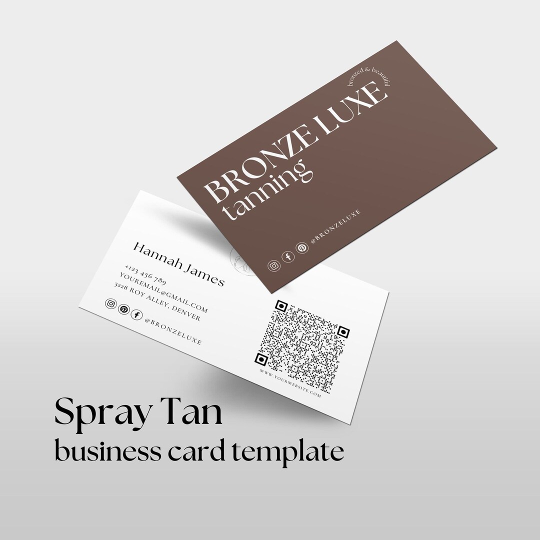 Spray Tan Business Card Template: Bronze Luxe Branding (digital ...