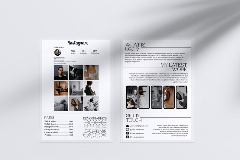 UGC Creator Portfolio Template User Generated Content Media - Etsy