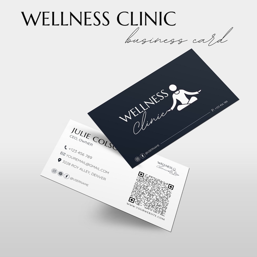 Wellness Coach Business Card Template Wellness Clinic Card Health Coach ...