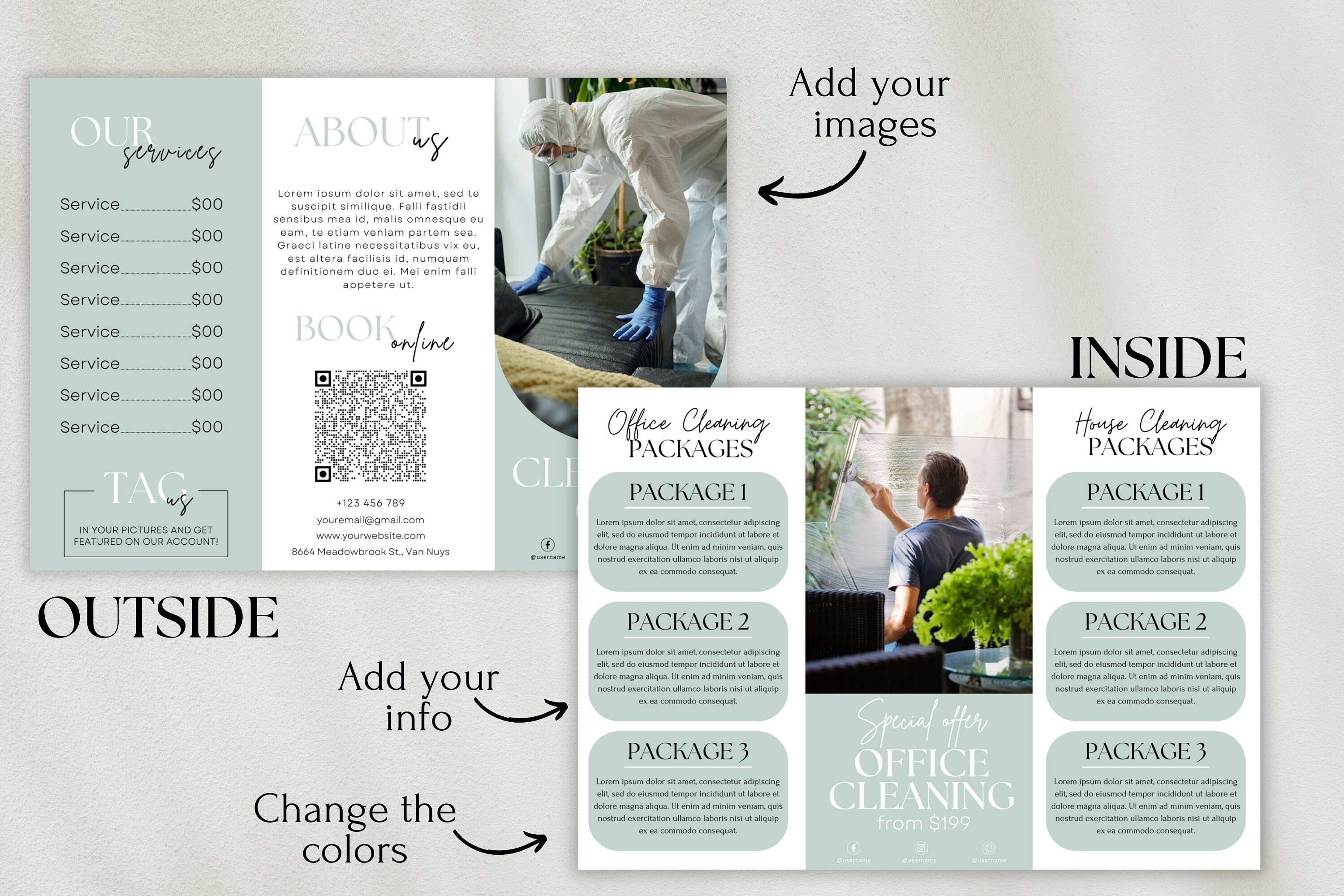 Cleaning Business Brochure Template: Modern Trifold Design (canva) - Etsy