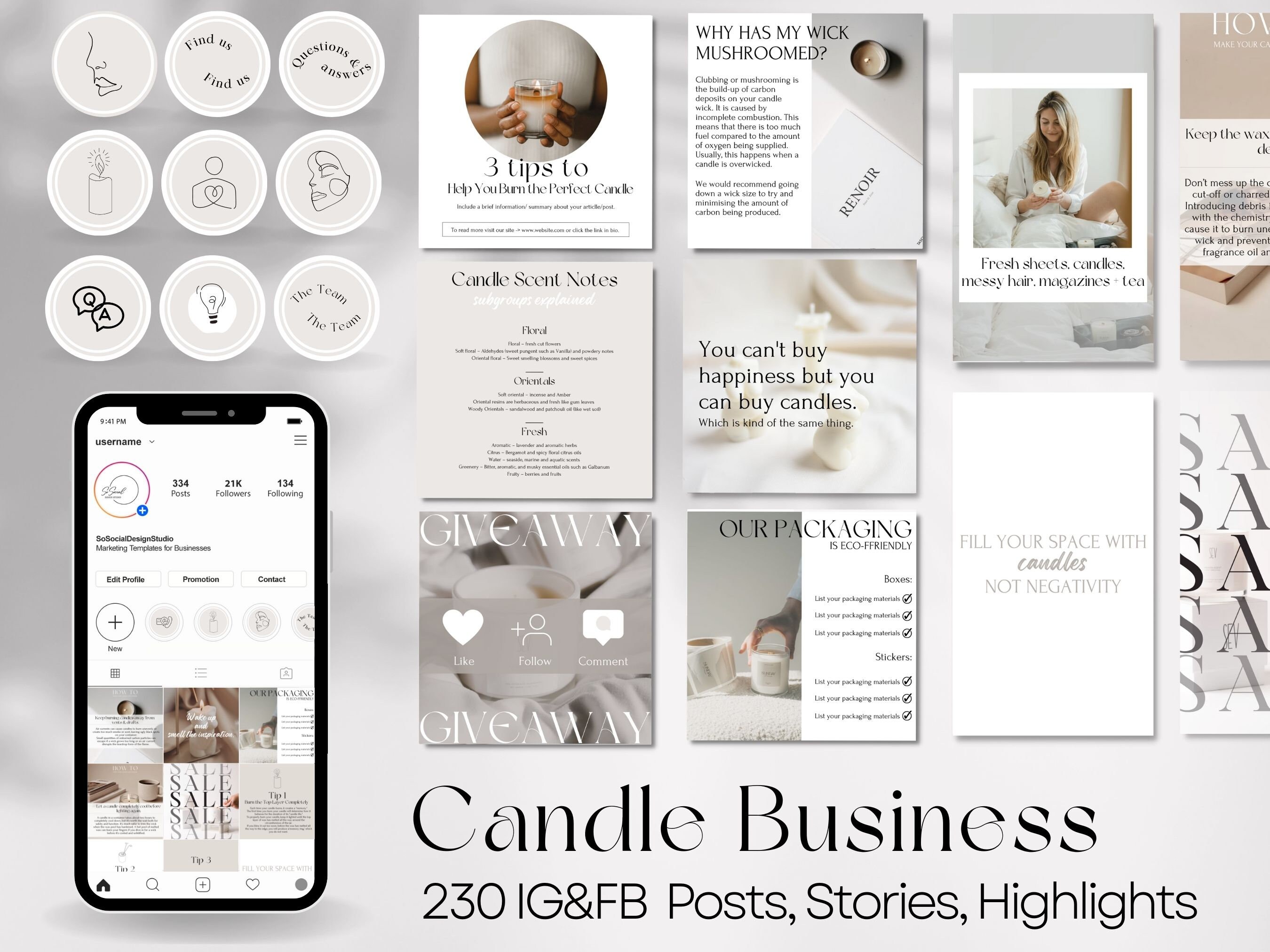 Candle Business Templates Candles Social Media Bundle - Etsy