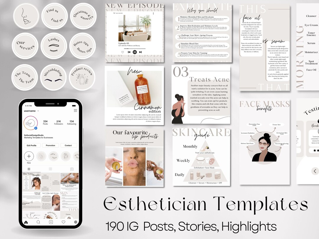 190 Esthetician Templates Skincare Business Posts Esthetic - Etsy