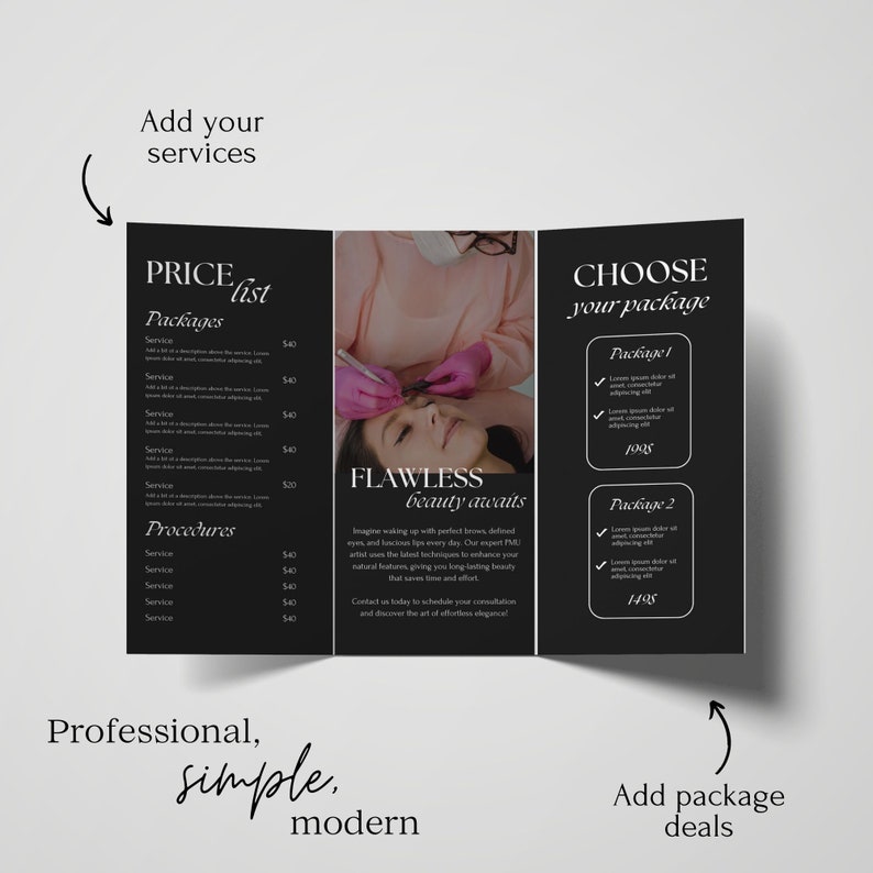 PMU Artist Trifold Brochure Template: Editable Permanent Makeup Flyer ...