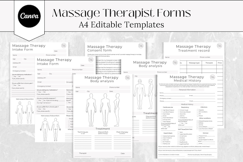 Massage Therapy Business Forms Templates Intake Form Medical - Etsy